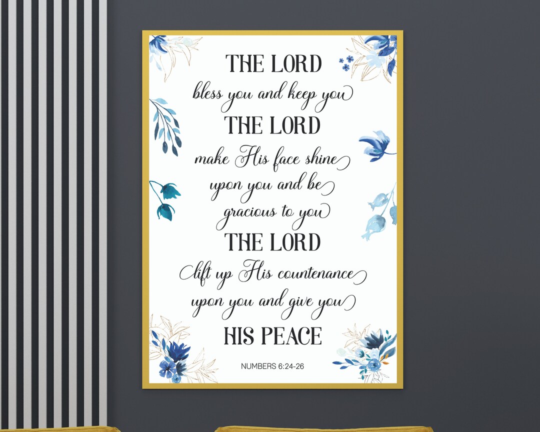 The LORD Bless Numbers 6 Printable Wall Art, the Aaronic Blessing Wall ...
