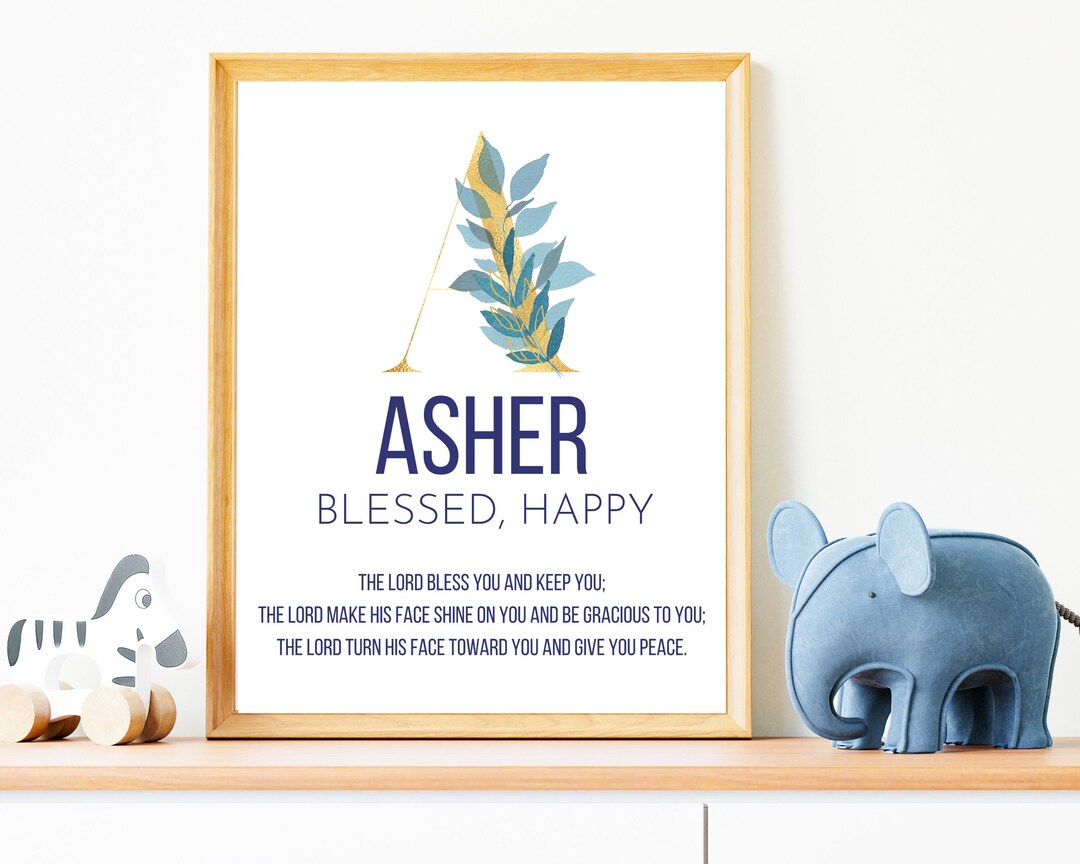 CUSTOMIZABLE Boys Name Meaning Wall Art Printable, Asher Name Decor ...