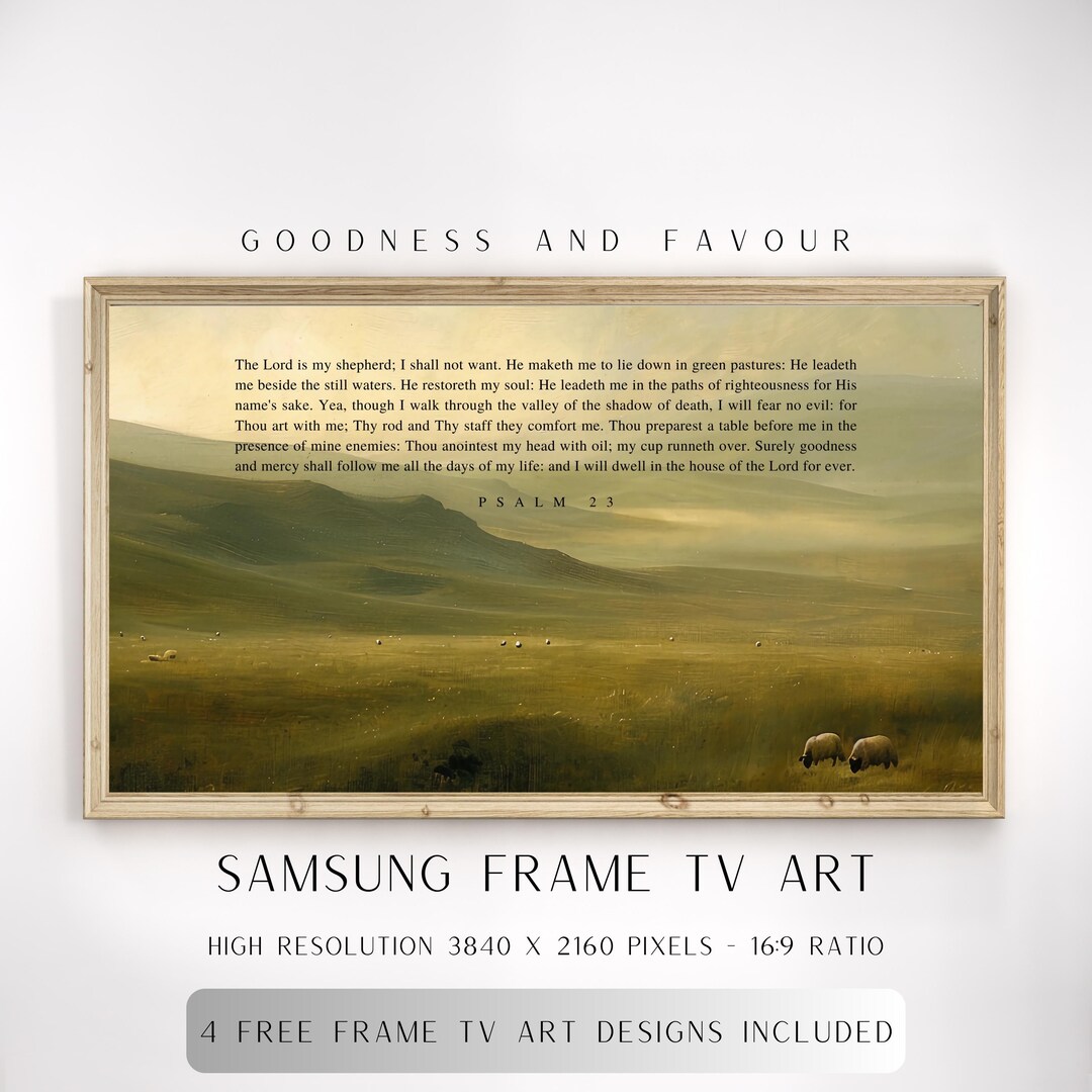 Bible Verse Frame TV Art Psalm 23 Christian Inspirational Scripture ...