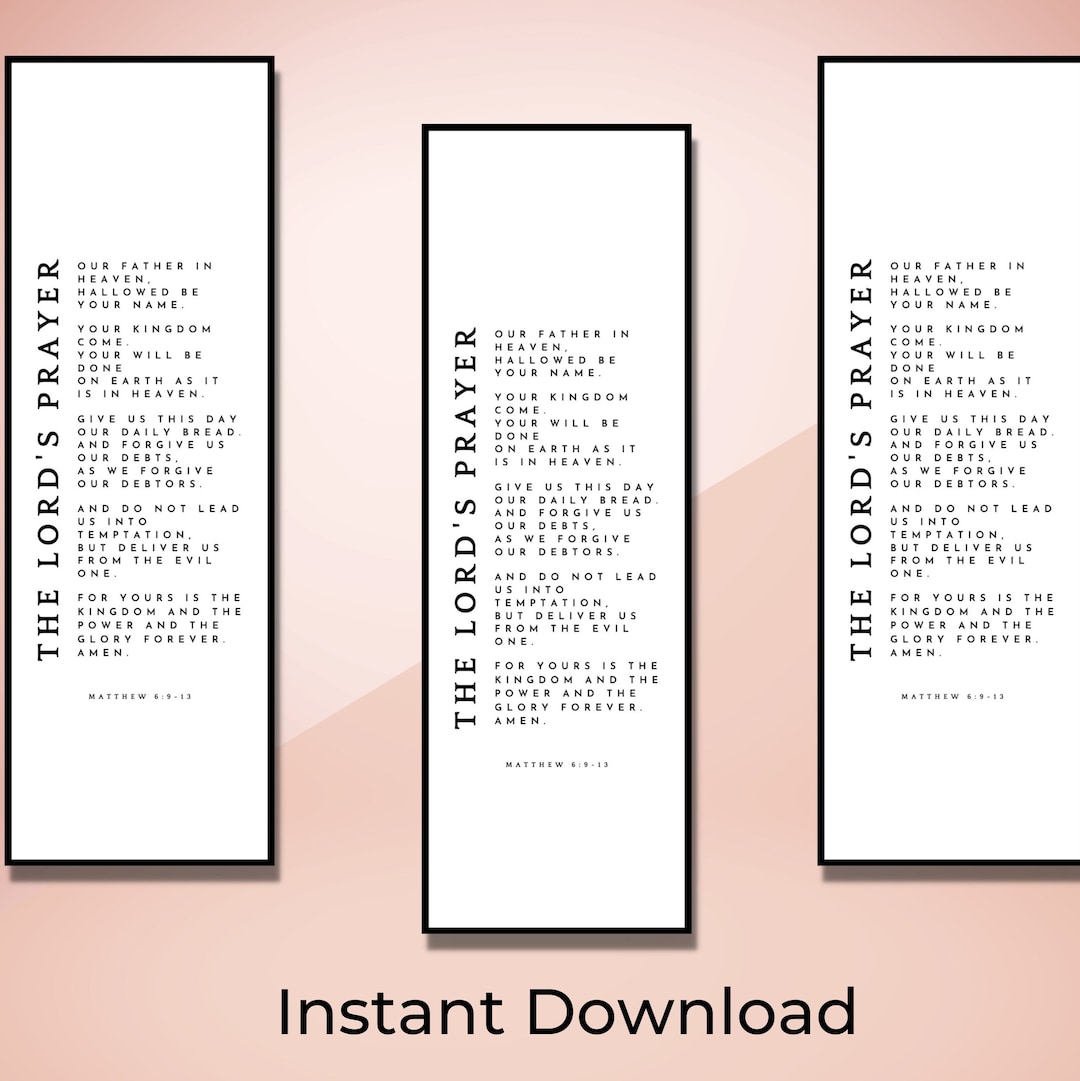 The Lord's Prayer Bookmark: Christian Bible Verse Gift (digital ...