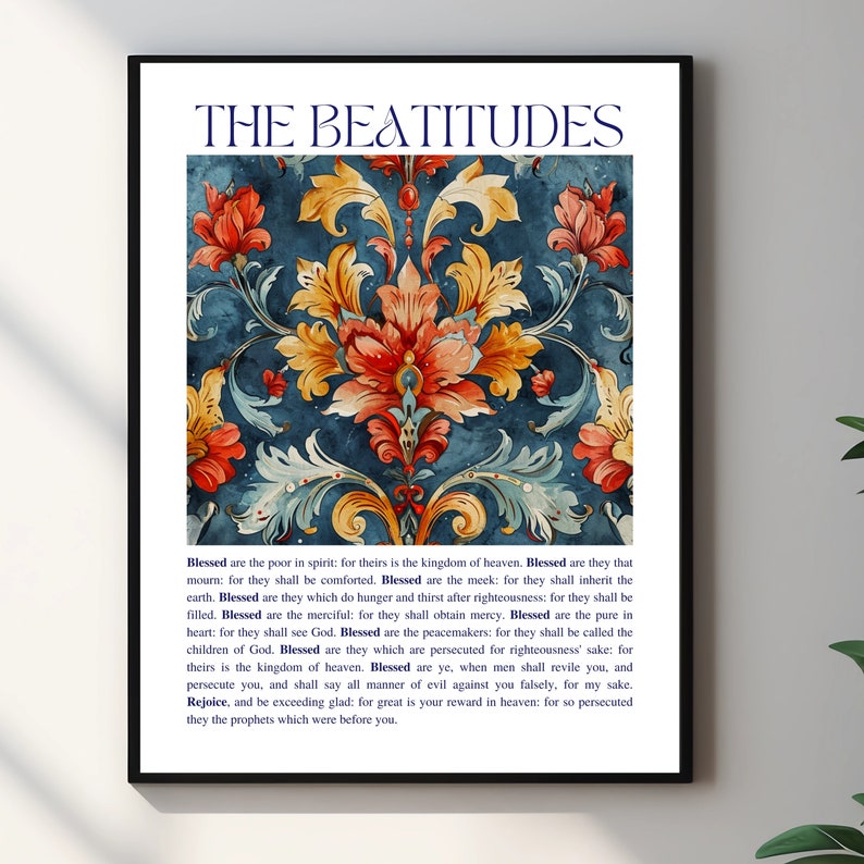 The Beatitudes Bible Verse Wall Art, Scripture Prints, Christian ...