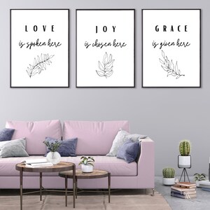 Set von 3 Wandkunst, Liebe wird hier gesprochen Christliche Wandkunst, moderne christliche ...