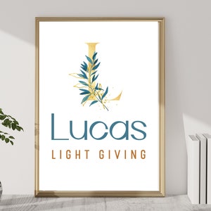 Lucas Name Meaning Wall Art Printable, Personalized Nursery Decor ...