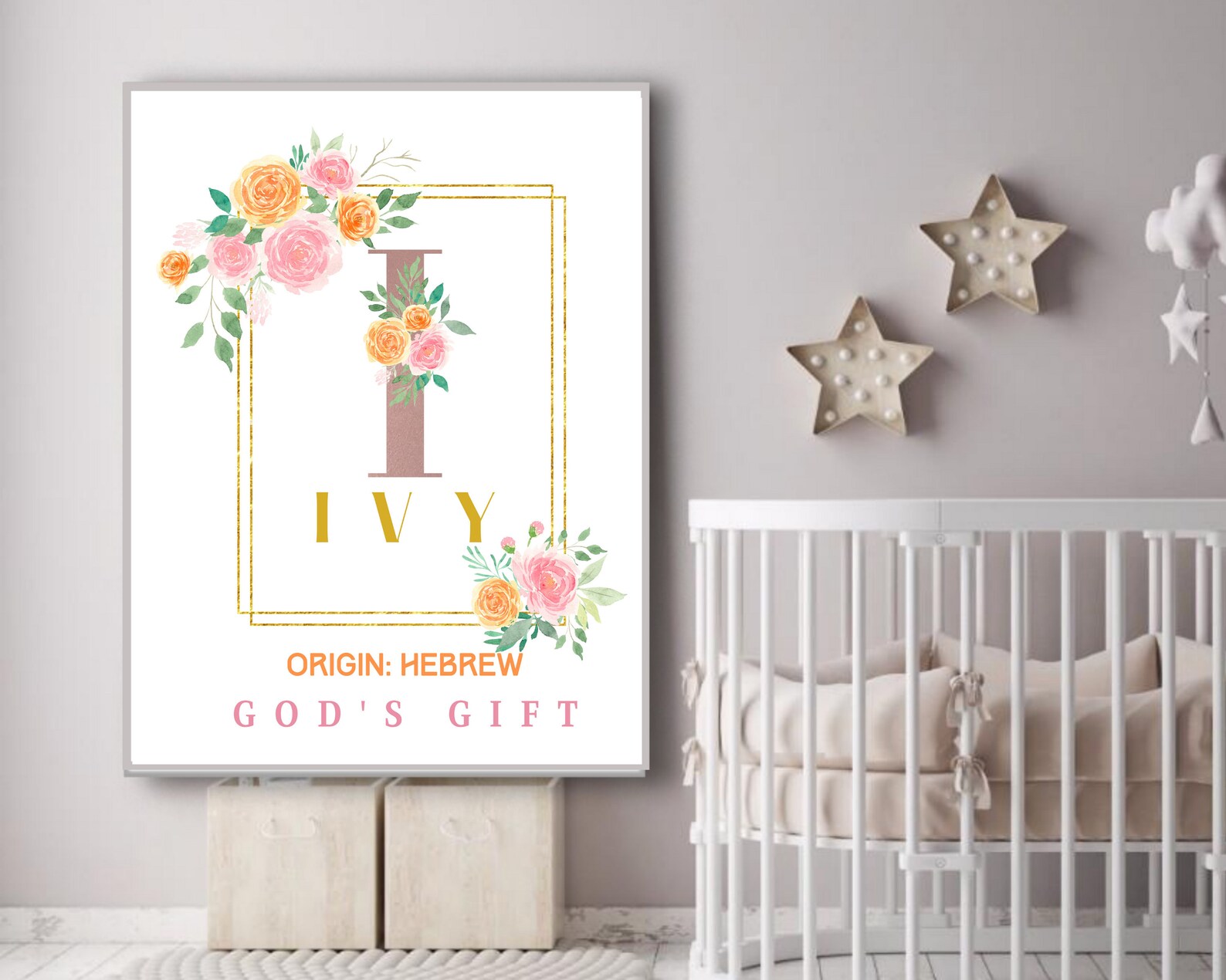 IVY Baby Name Meaning Wall Art Customised Ivy Baby Name - Etsy