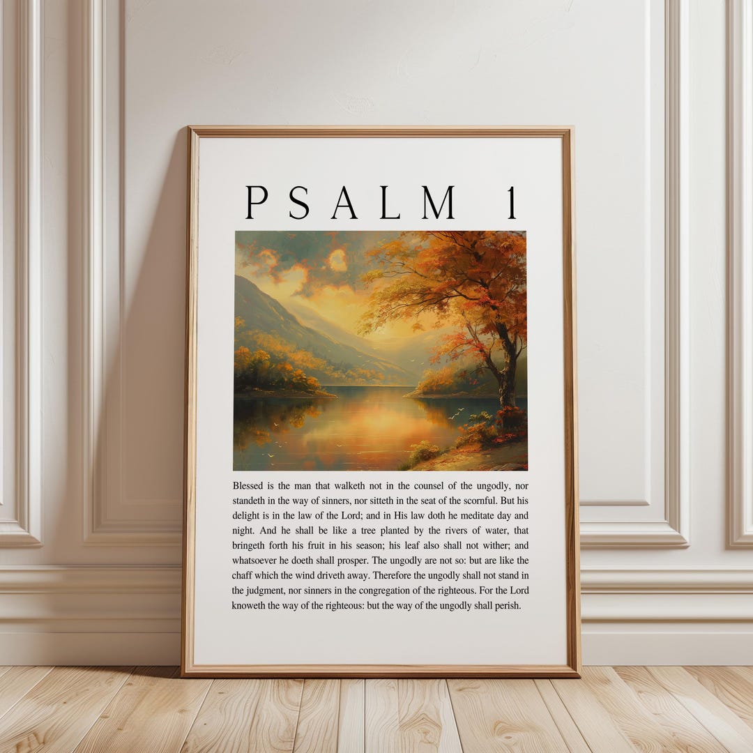 Psalm 1 Scripture Art Print: Vintage Tree Christian Wall Decor (digital ...