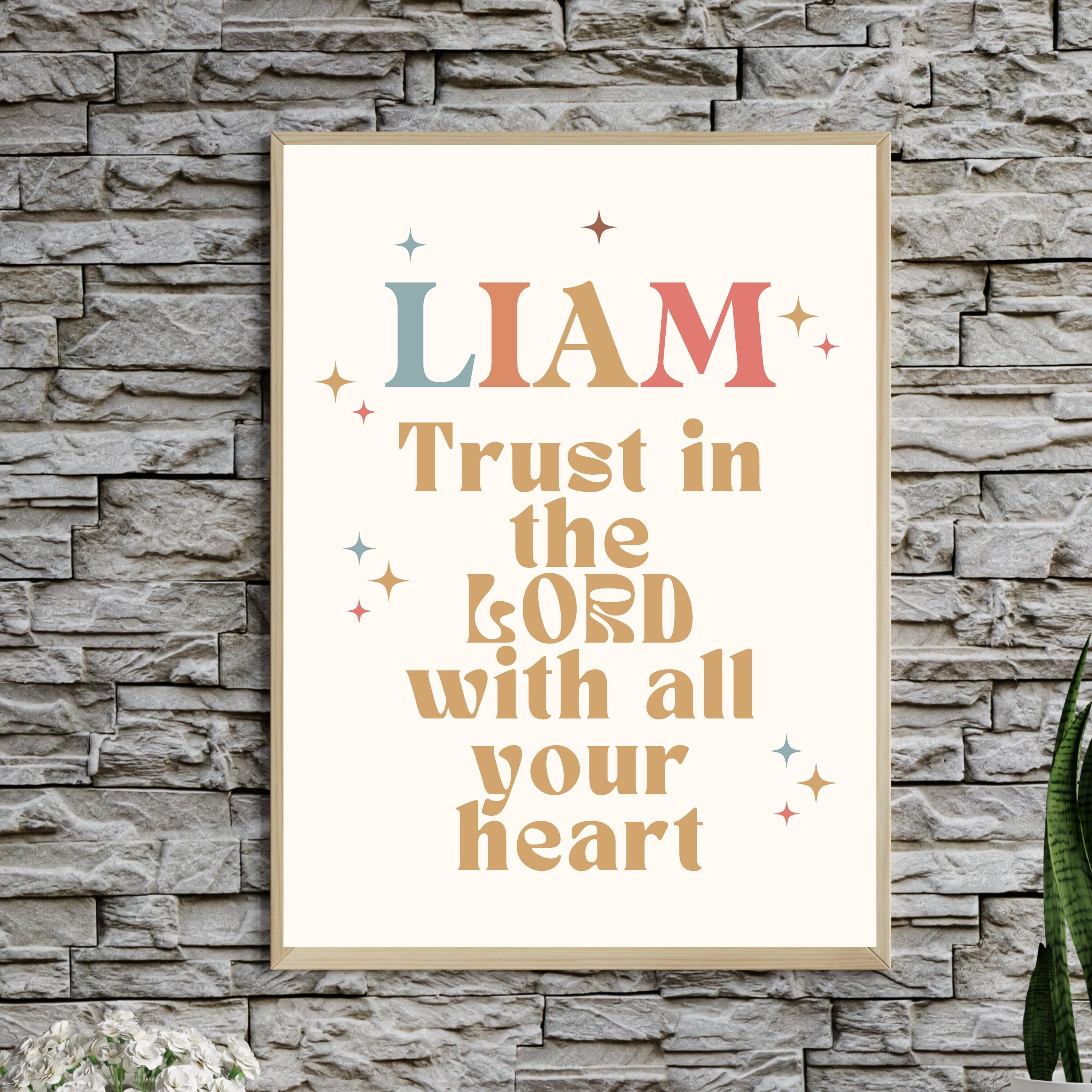 Liam Name With Bible Verse Wall Art Printable Nursery Room Wall Art ...