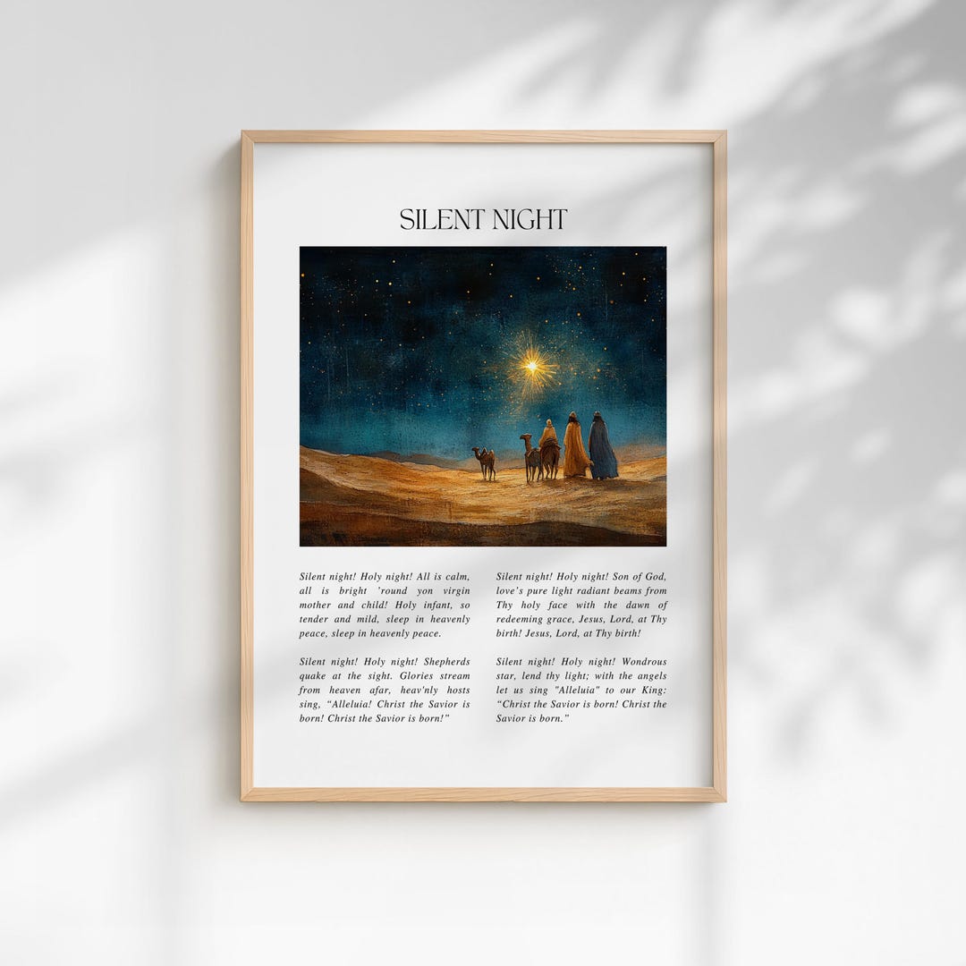 Silent Night Nativity Scene Printable, Christmas Carol Lyrics (digital ...