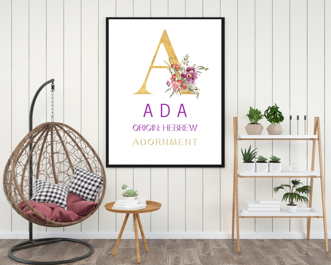 ADA Girls Name Meaning Wall Art Printable Nursery Room Name - Etsy 日本