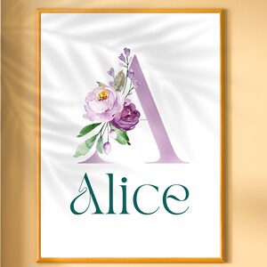 Custom Alice Name Wall Art Personalized Baby Girl Gift Printable ...