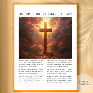 On Christ the Solid Rock I Stand Wall Art Printable, Christian Hymn ...