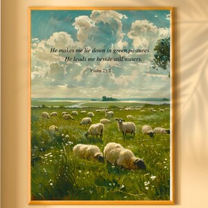Psalm 23 Bible Verse Quote Scripture Wall Art Printable Christian Decor ...