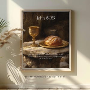 John 6:35 Bread of Life Wall Art Christian Home Decor Vintage Bible ...
