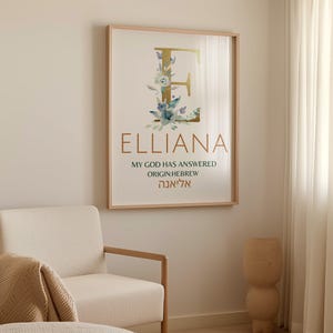 PERSONALIZED Elliana Baby Name Wall Art Printable Nursery Wall Décor ...