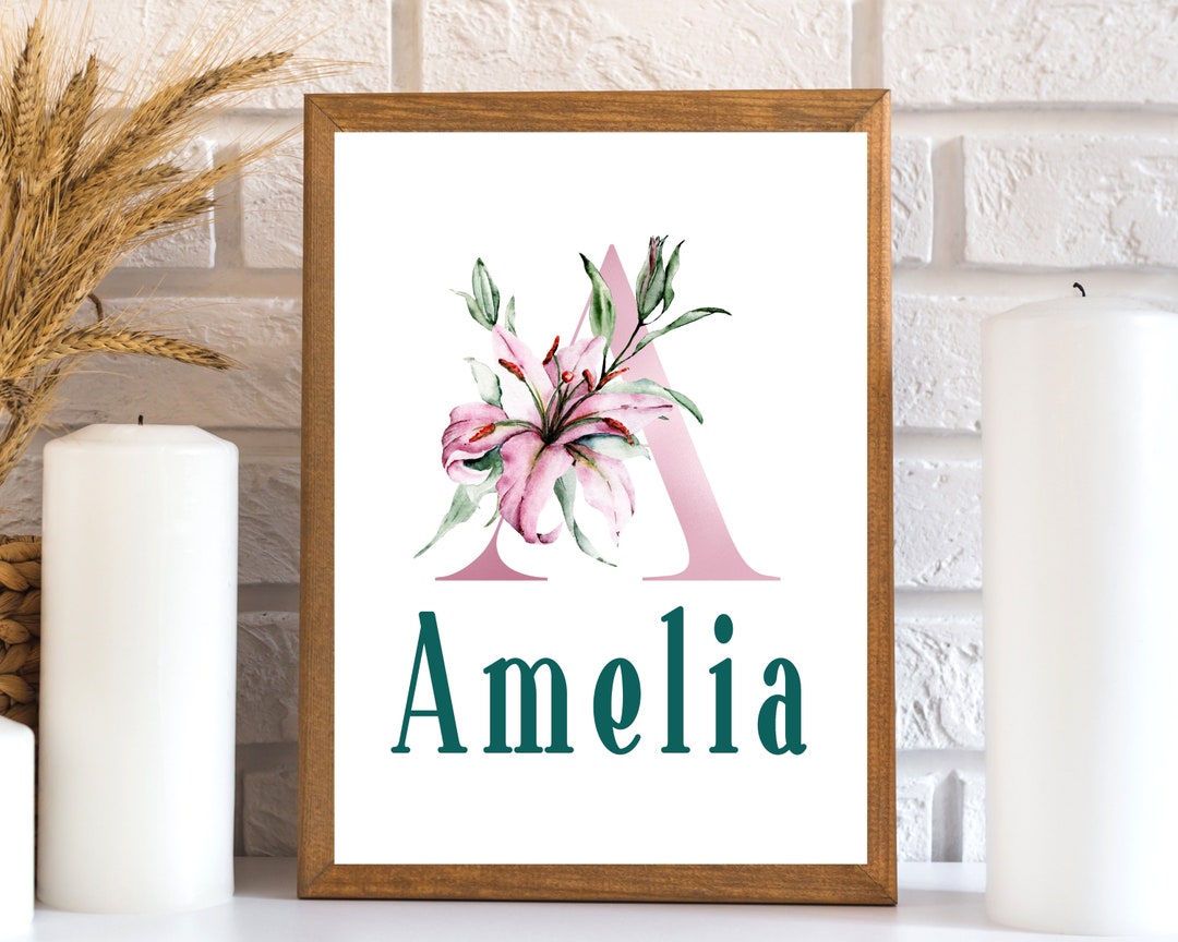 PERSONALIZED Amelia Baby Name Wall Art Printable Nursery Wall Décor ...