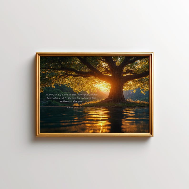 Joshua 1:9 Bible Verse Tree Print, Christian Home Decor (digital ...