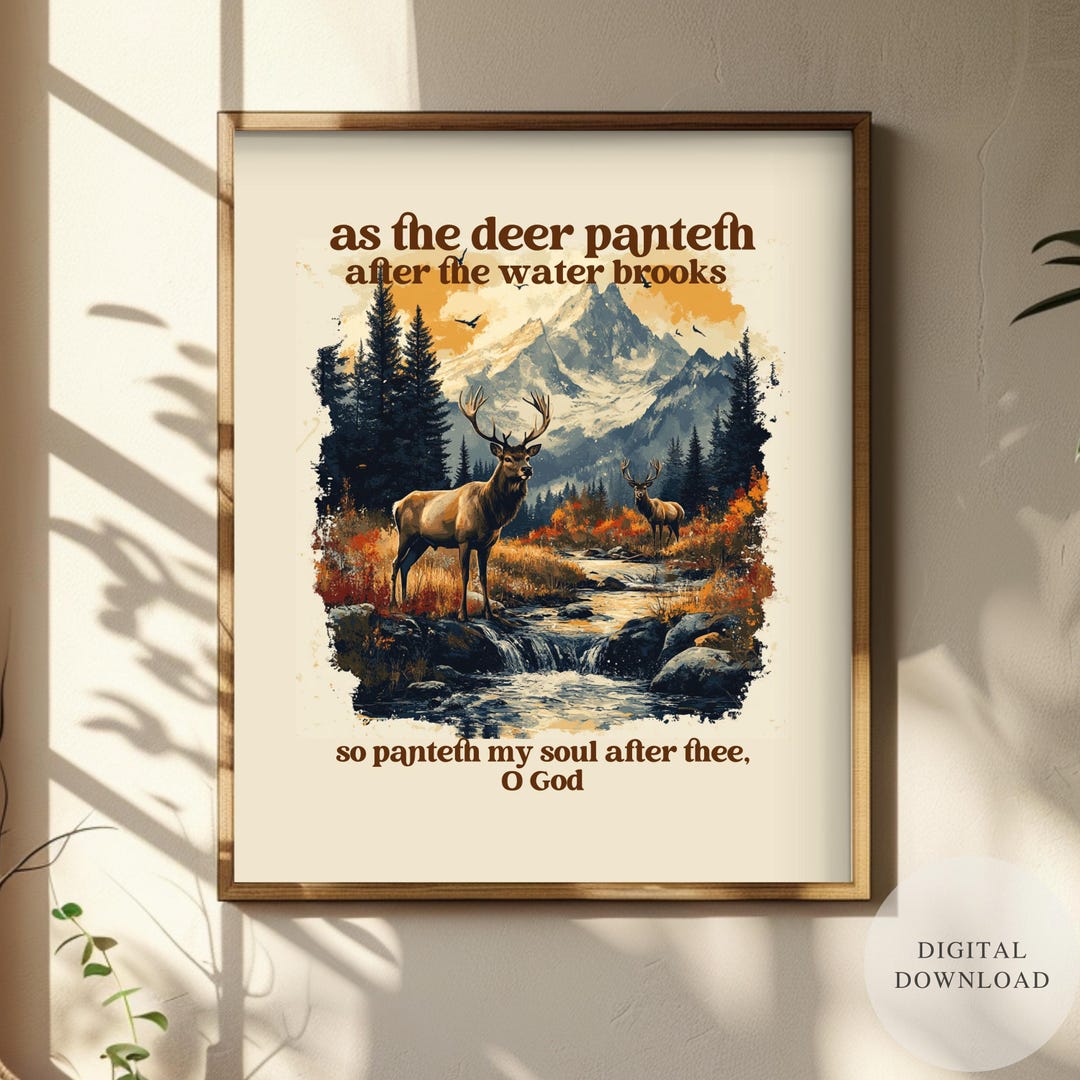 As the Deer Panteth Wall Art | Psalm 42 Scripture Decor | Autumn ...