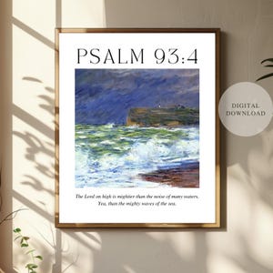 Psalm 93:4 Christian Wall Art Bible Verse Wall Decor Faith Based Vintage Artwork Digital ...