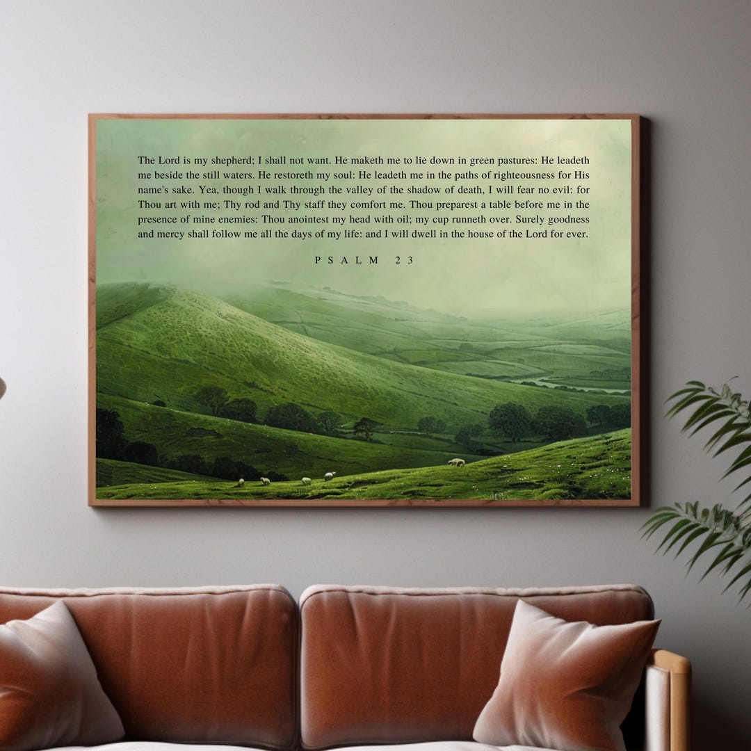 Psalm 23 Wall Art KJV | the Lord is My Shepherd Bible Verse Printable ...