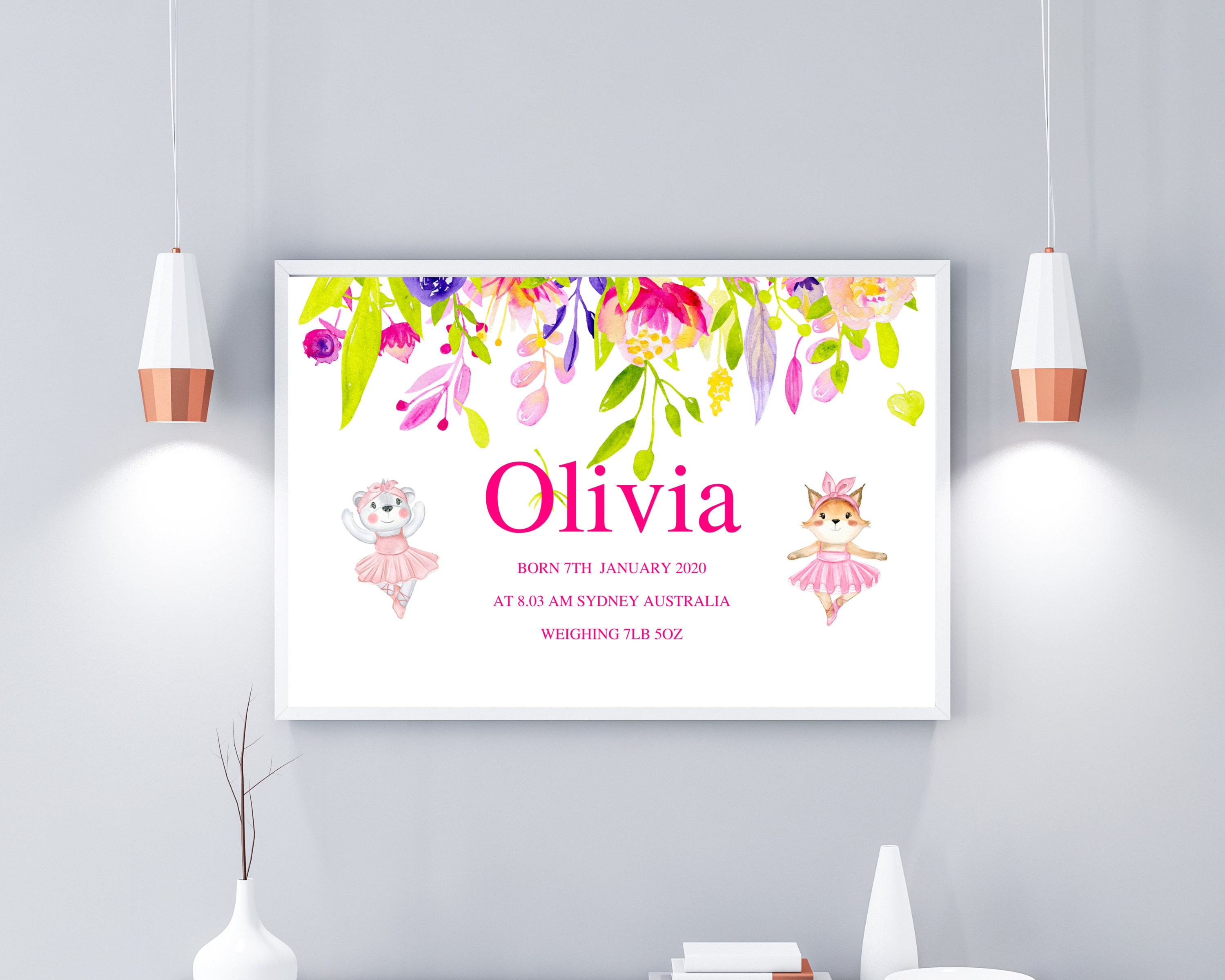 Personalized Olivia Name Nursery Printable Wall Art, Personalized Name ...