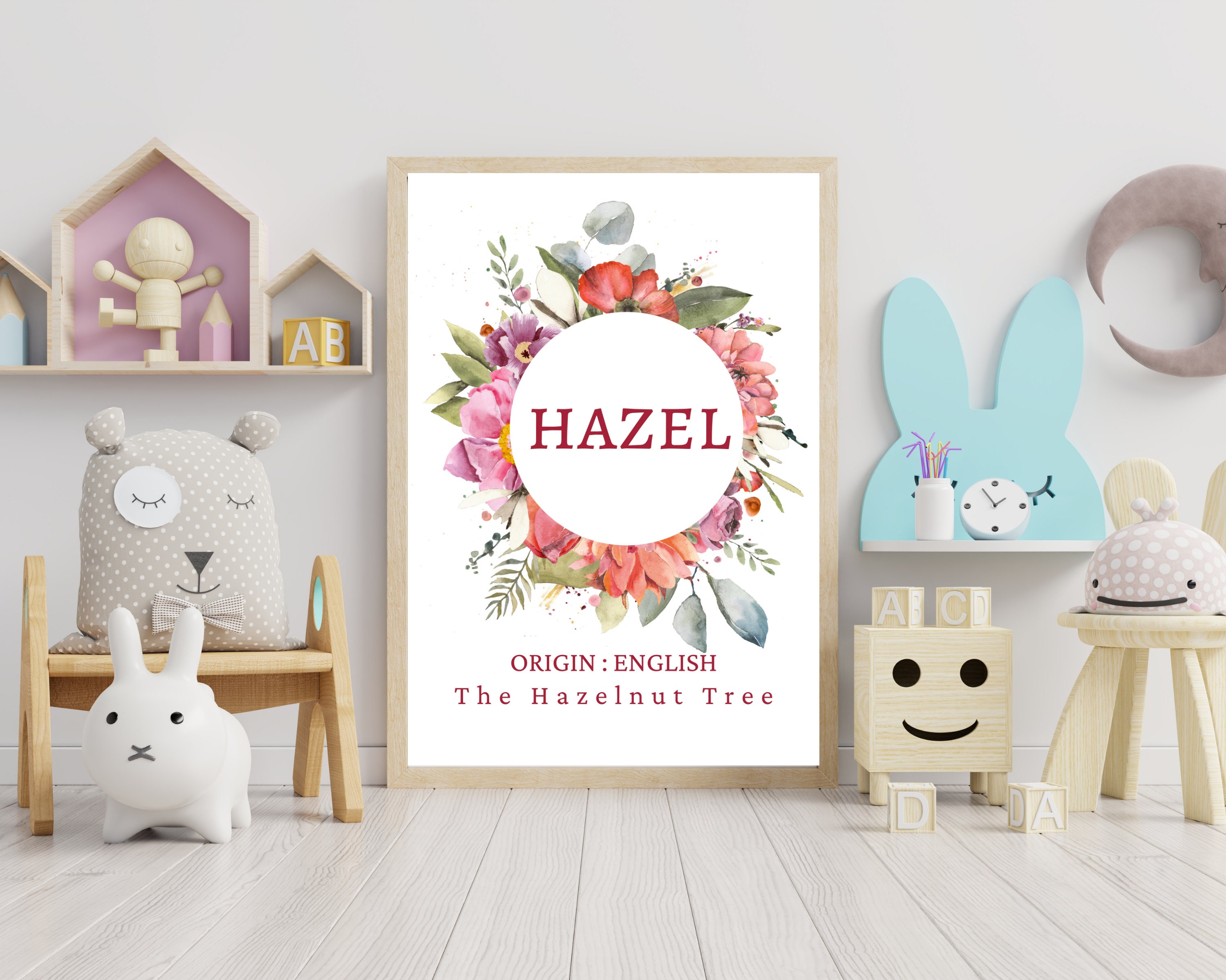Hazel Name Meaning Print Nursery Name Sigh Baby Room Name - Etsy