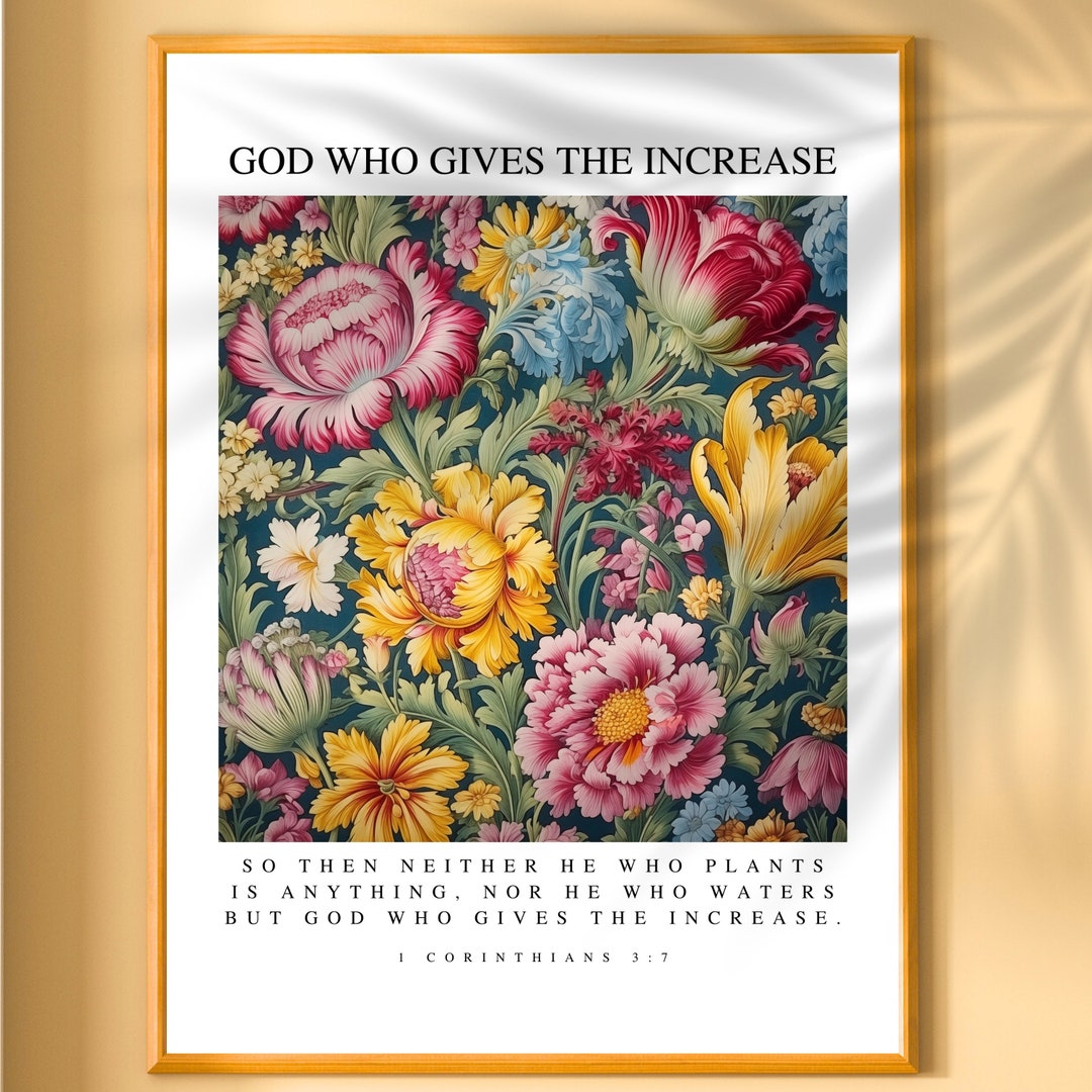 1 Corinthians 3:7 Vintage Floral Bible Verse Decor, Christian Home ...