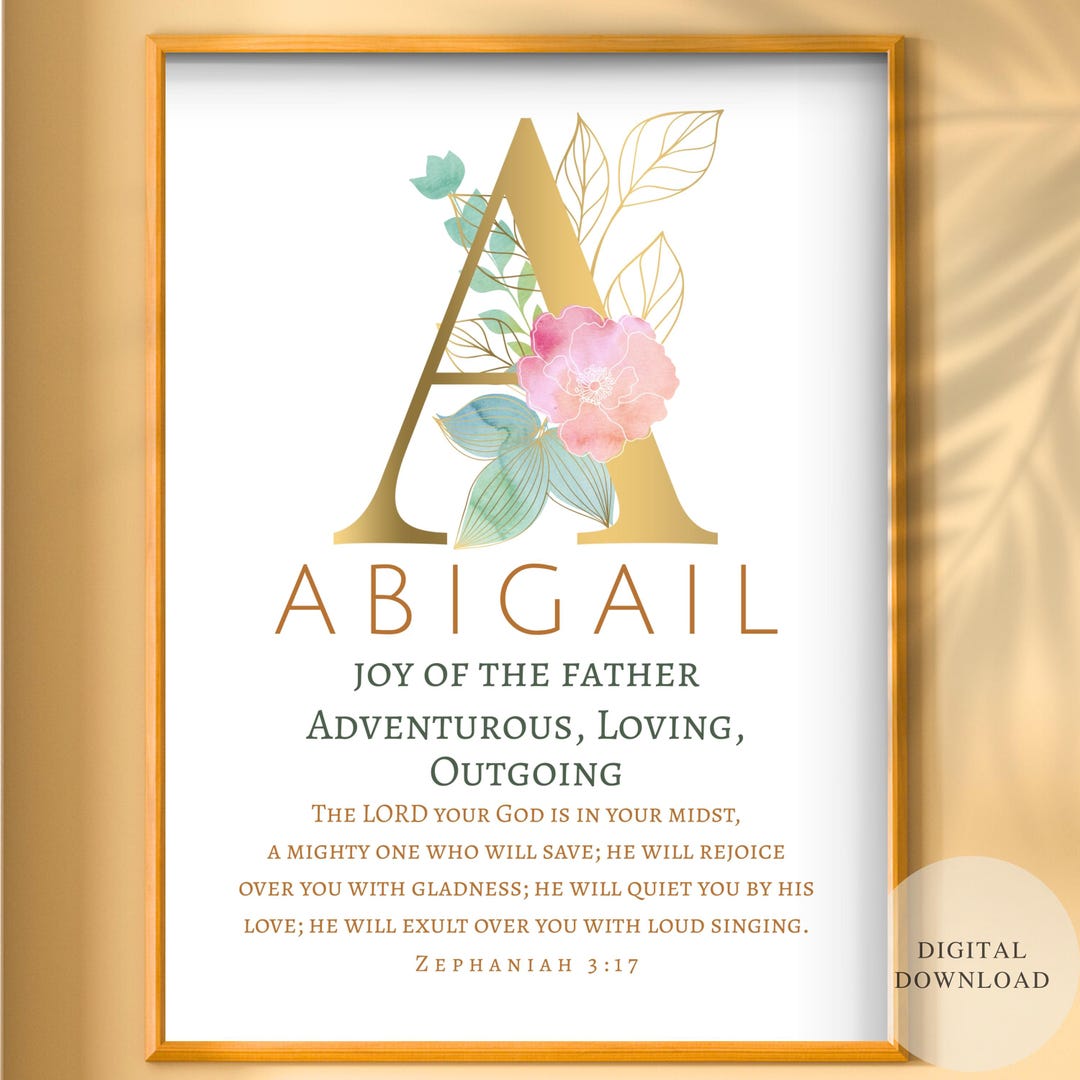 Personalized Abigail Name Meaning Wall Art, Custom Scripture Print ...