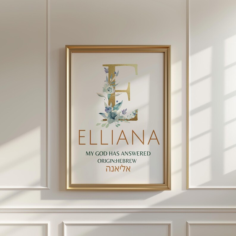 Personalized Floral Name Nursery Art: Elliana Baby Girl Decor (digital ...