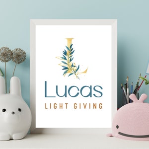 Lucas Name Meaning Wall Art Printable, Personalized Nursery Decor ...