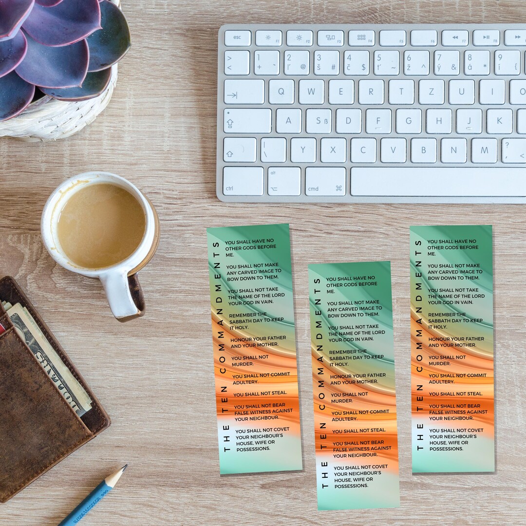 Ten Commandments Bookmark Printable, Bible Verse Bookmark for Kids ...