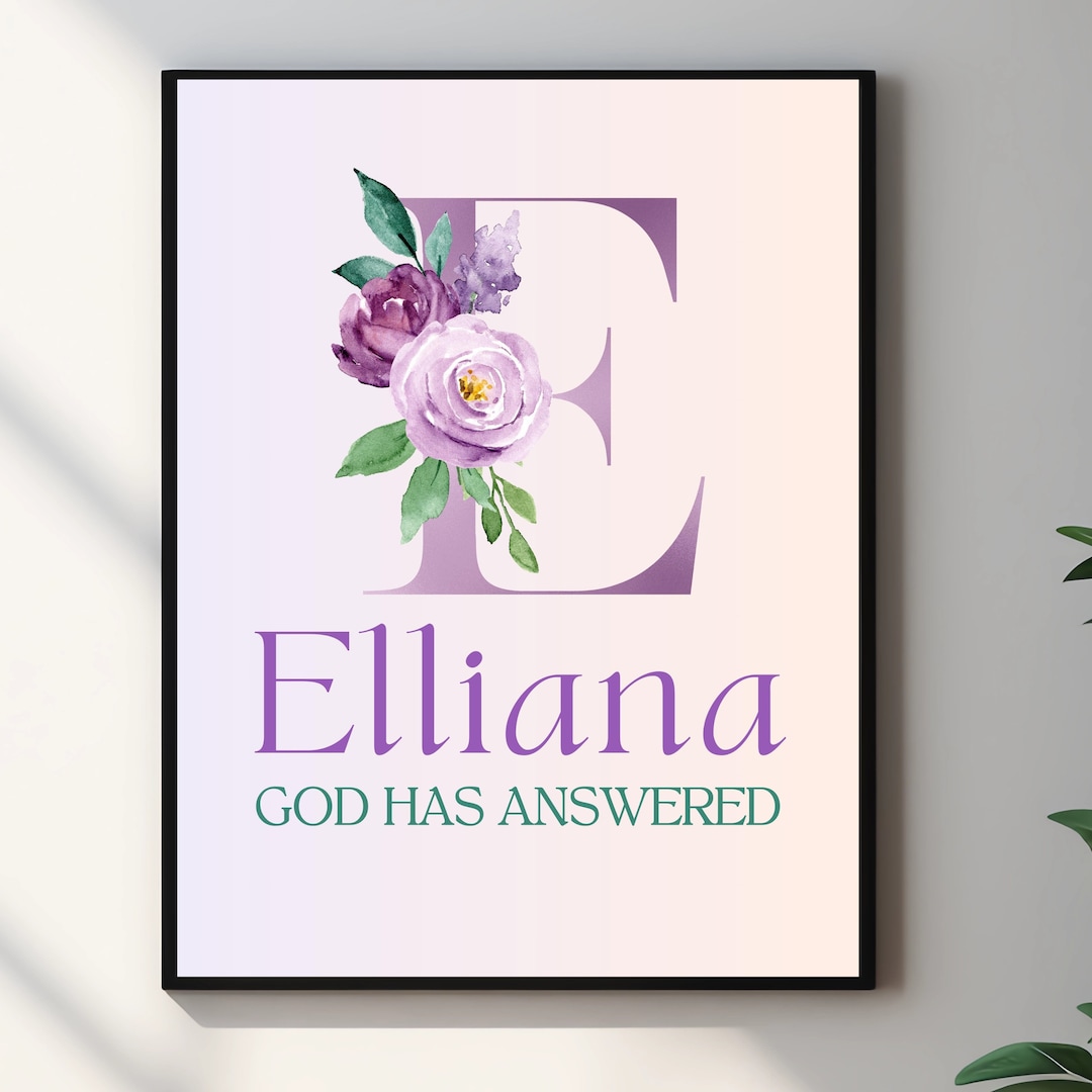 Custom Girls Room Name Sign PERSONALIZED Elliana Baby Name Meaning Wall ...