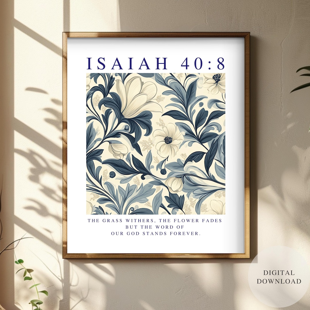 Isaiah 40:8 Wall Art Printable – Vintage Botanical Scripture Print ...