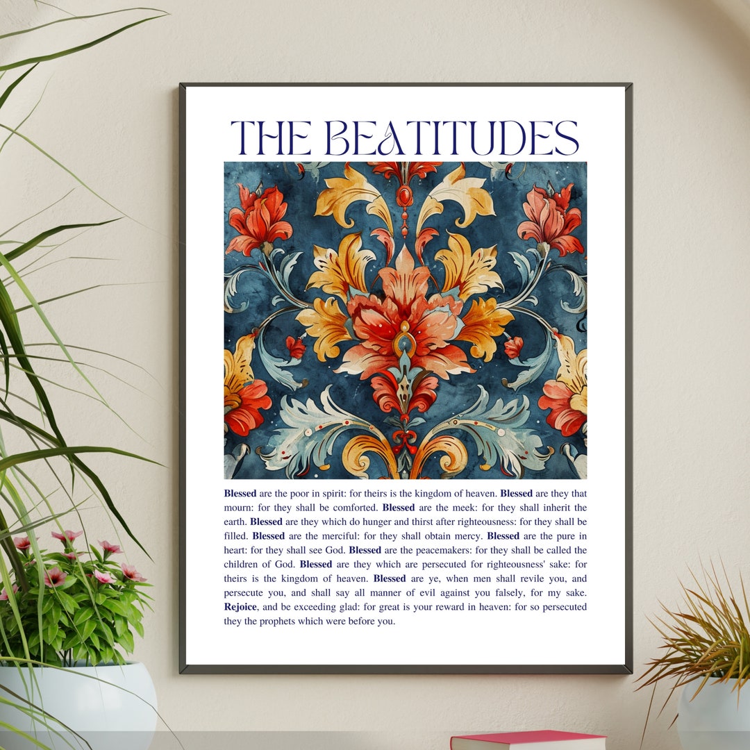 The Beatitudes Bible Verse Wall Art, Scripture Prints, Christian ...