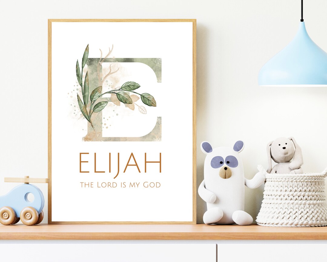 Elijah Name Meaning Printable Wall Art, Baptism Gift, Personalized ...