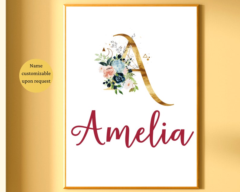 Customizable Amelia Name Wall Art Printable Baby Shower Gift - Etsy