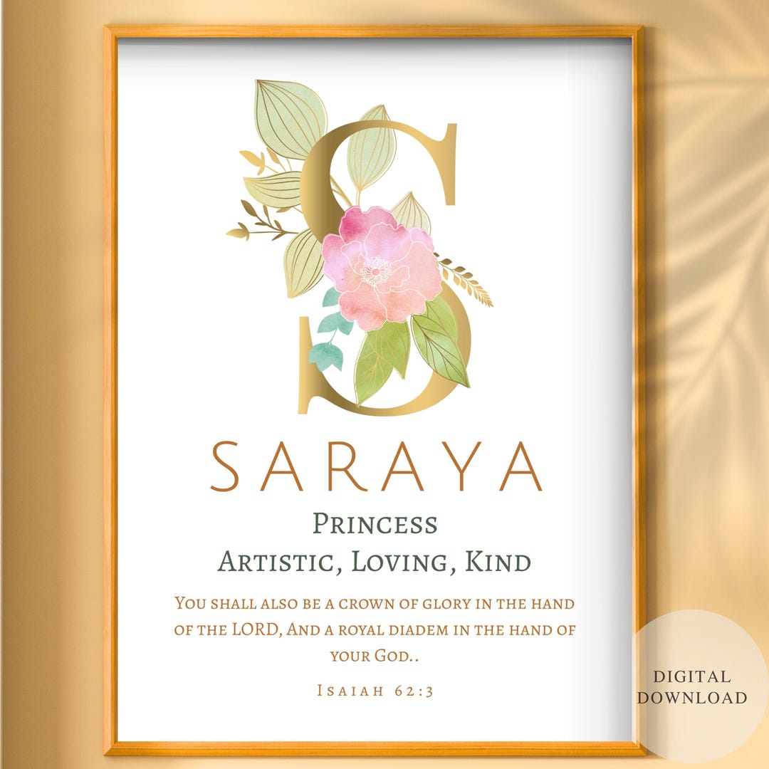 Personalized Saraya Name Meaning Wall Art, Custom Scripture Print ...