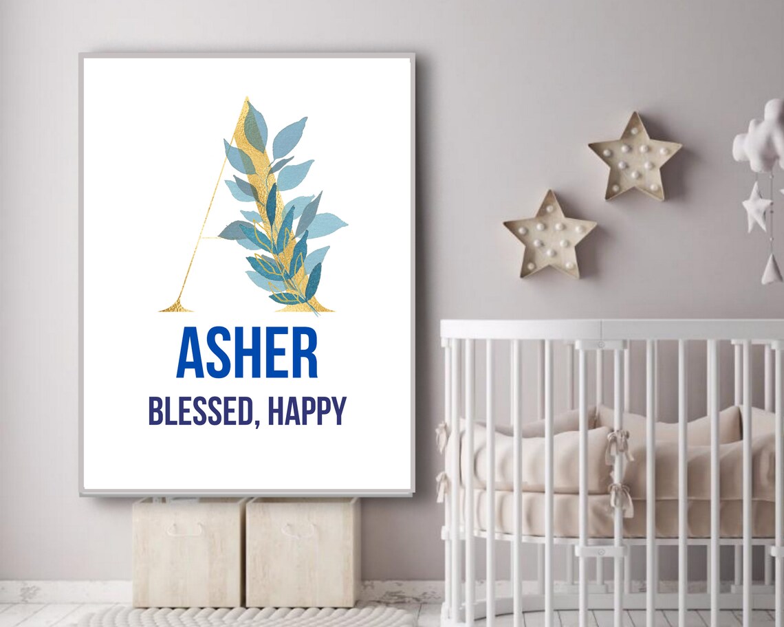 Asher Name Meaning Wall Art Printable Baby Dedication Gift | Etsy