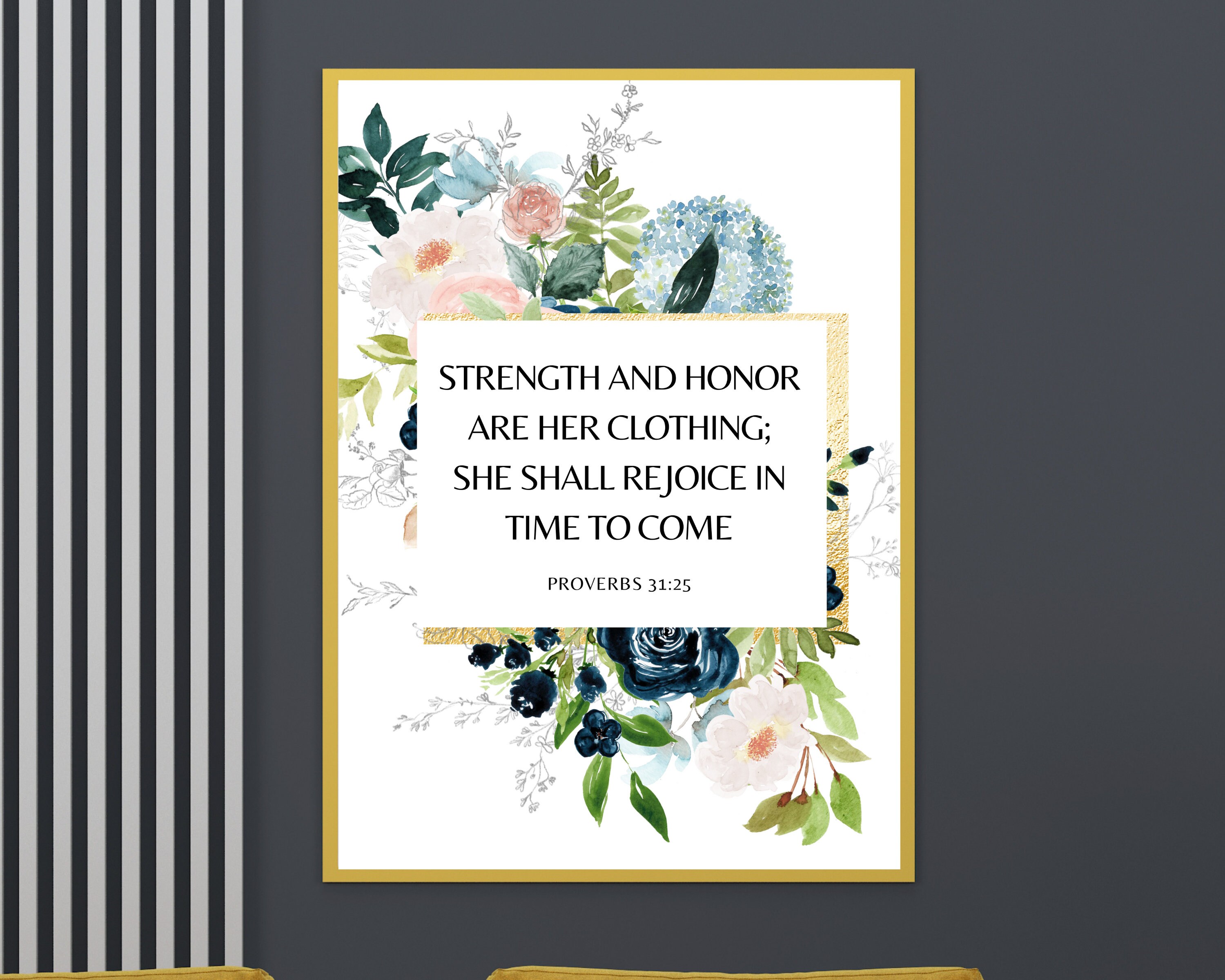 Proverbs 31:25 Wall Art Printable Strength and Honor Are Her | Etsy