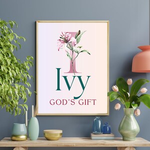 PERSONALIZED Ivy Baby Name Meaning Wall Art Printable Nursery Wall ...