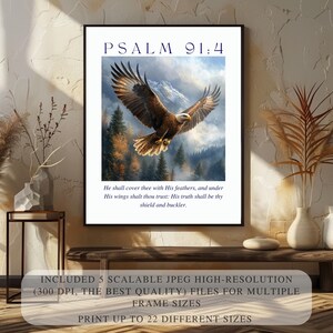 Psalm 91:4 He Shall Cover Thee With His Feathers Bible Verse Wall Art Digital Download Modern ...