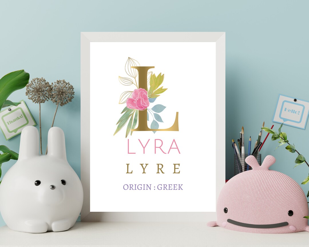 Lyra Name Meaning Customizable Baby Name Meaning Wall Art Girls ...