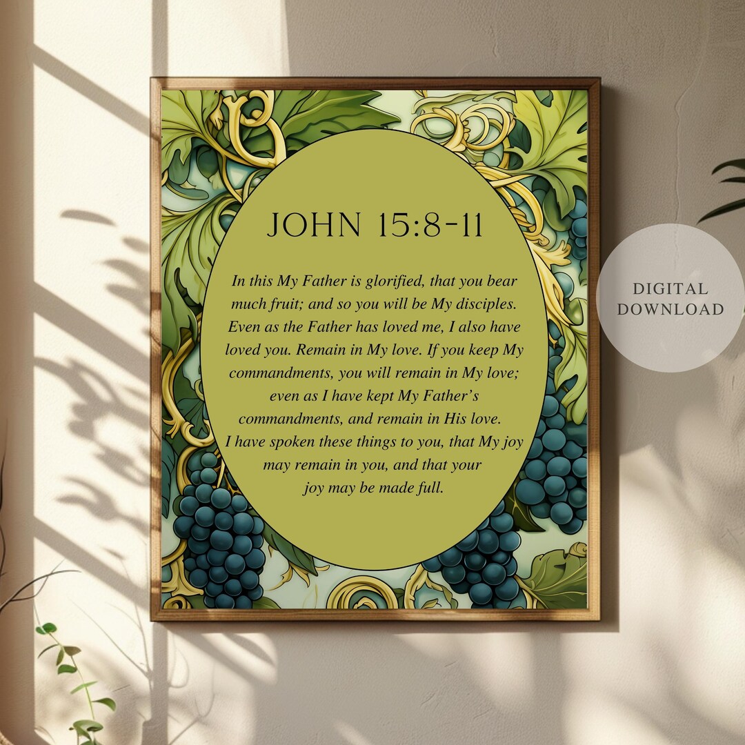 Christian Wall Art Printable John 15:8-11 Bible Verse Home Decor ...