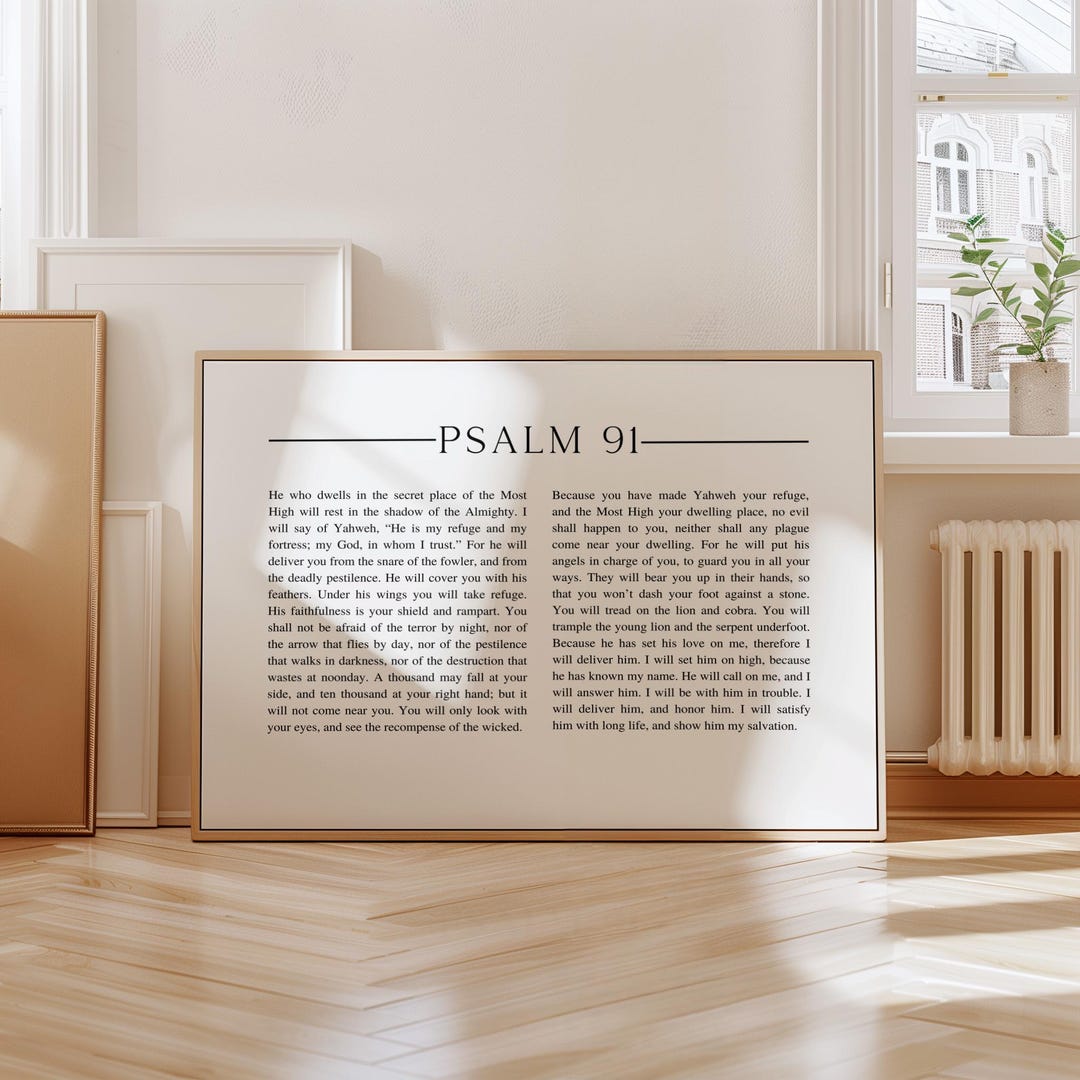 Psalm 91 Landscape Print: Black & White Scripture Wall Art (digital ...