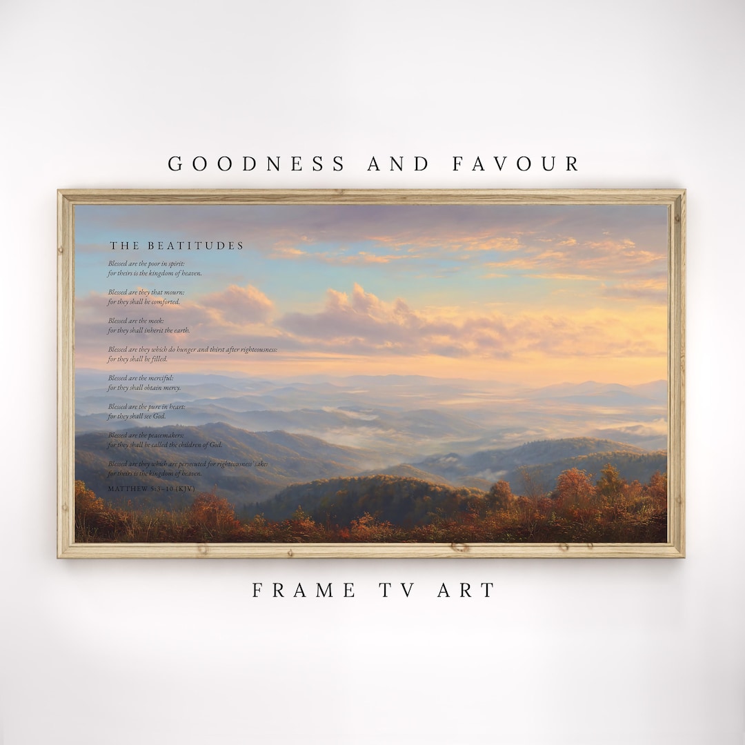 Beatitudes Scripture Frame TV Art, Matthew 5:3-10 KJV, Christian ...