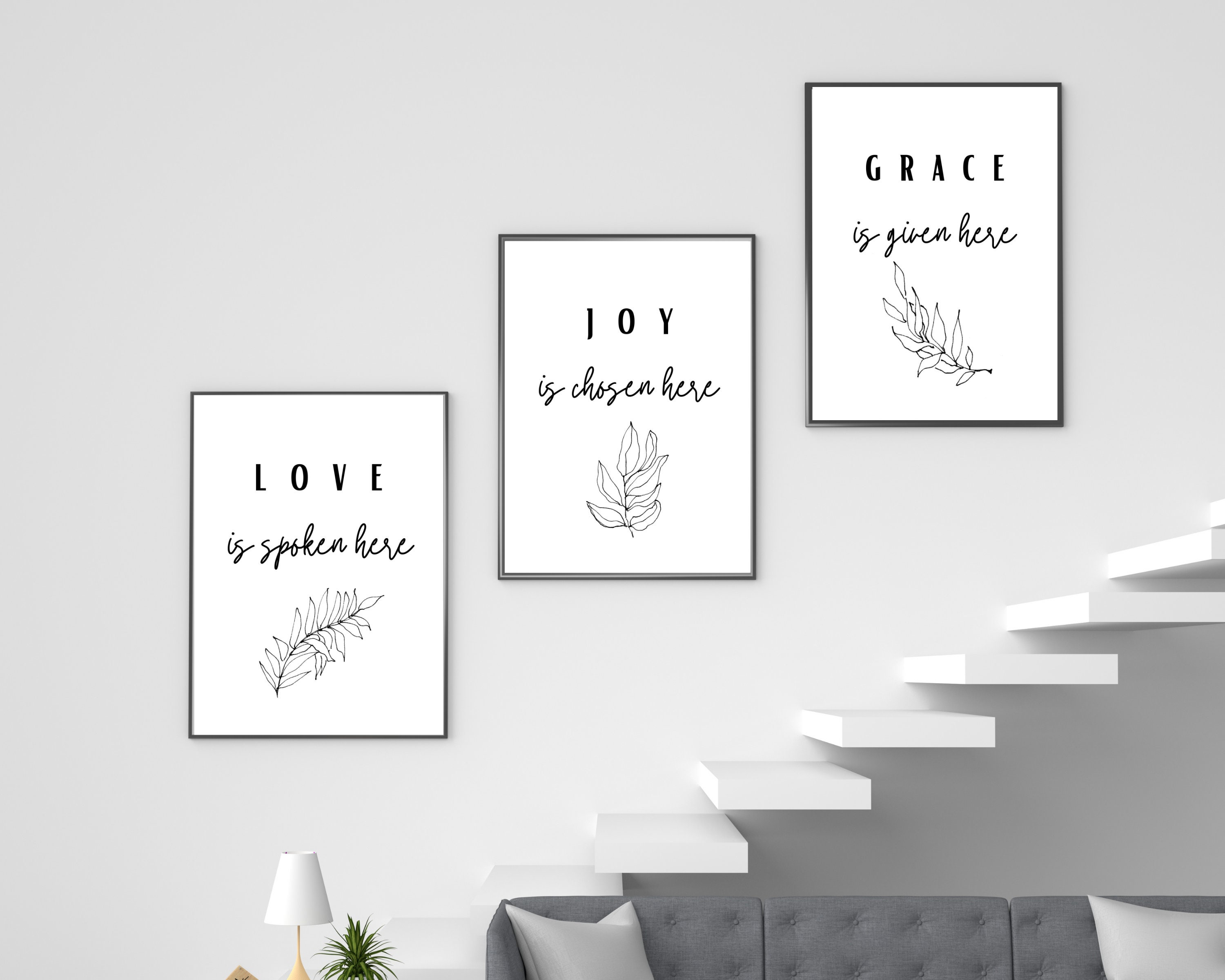 Set von 3 Wandkunst, Liebe wird hier gesprochen Christliche Wandkunst, moderne christliche ...
