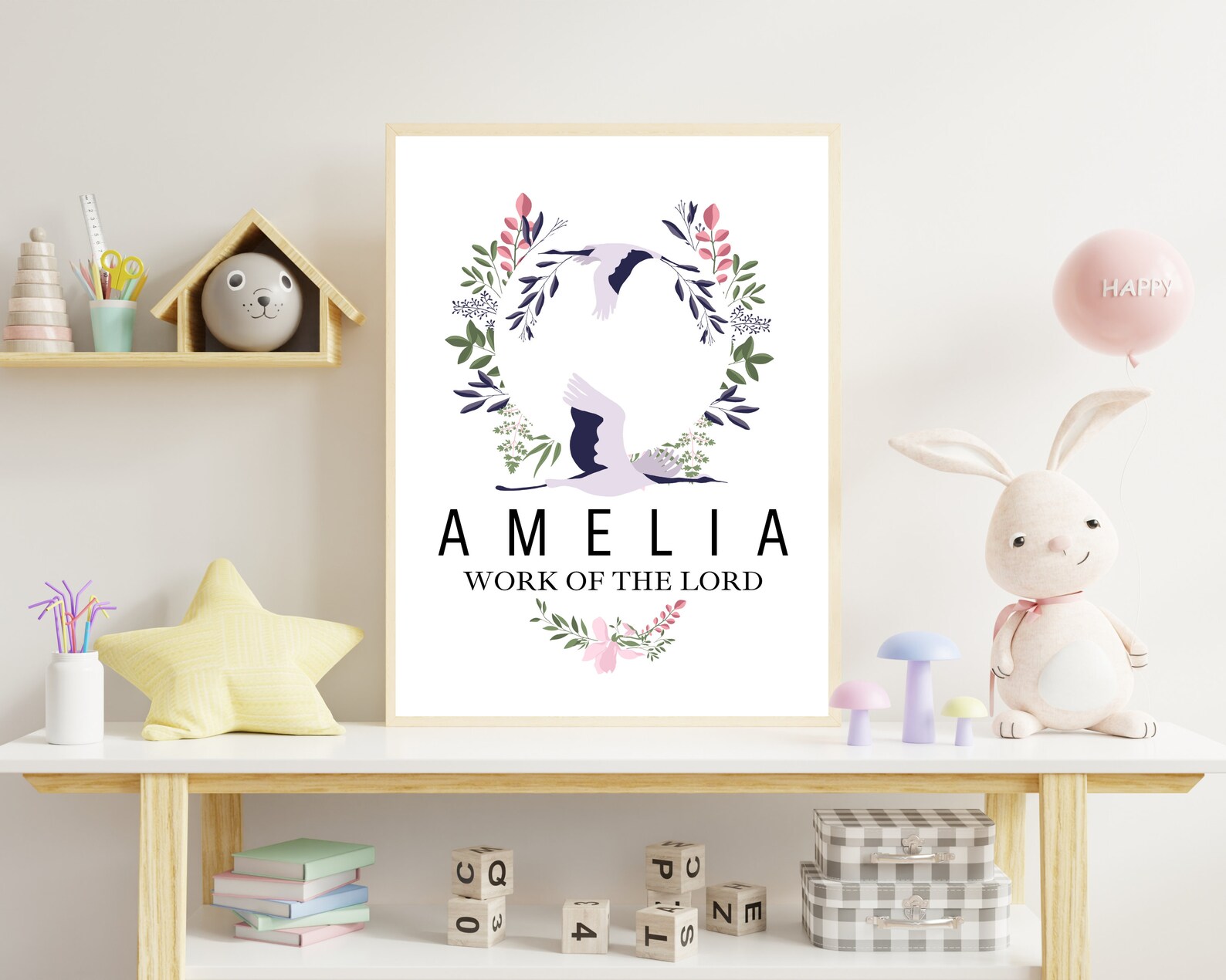 Amelia Name Meaning Print, Nursery Prints, Baby Name Art Decor, Girls ...