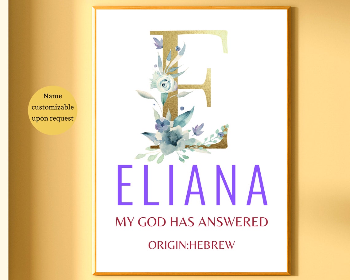 Eliana Custom Name Wall Art Printable Baby Name Meaning - Etsy