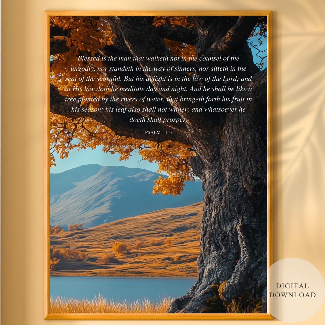 Encouraging Bible Verse Printable | Psalm 1 Christian Wall Art | Tree ...