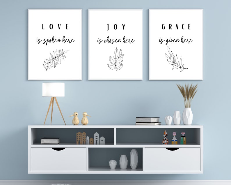 Set von 3 Wandkunst, Liebe wird hier gesprochen Christliche Wandkunst, moderne christliche ...
