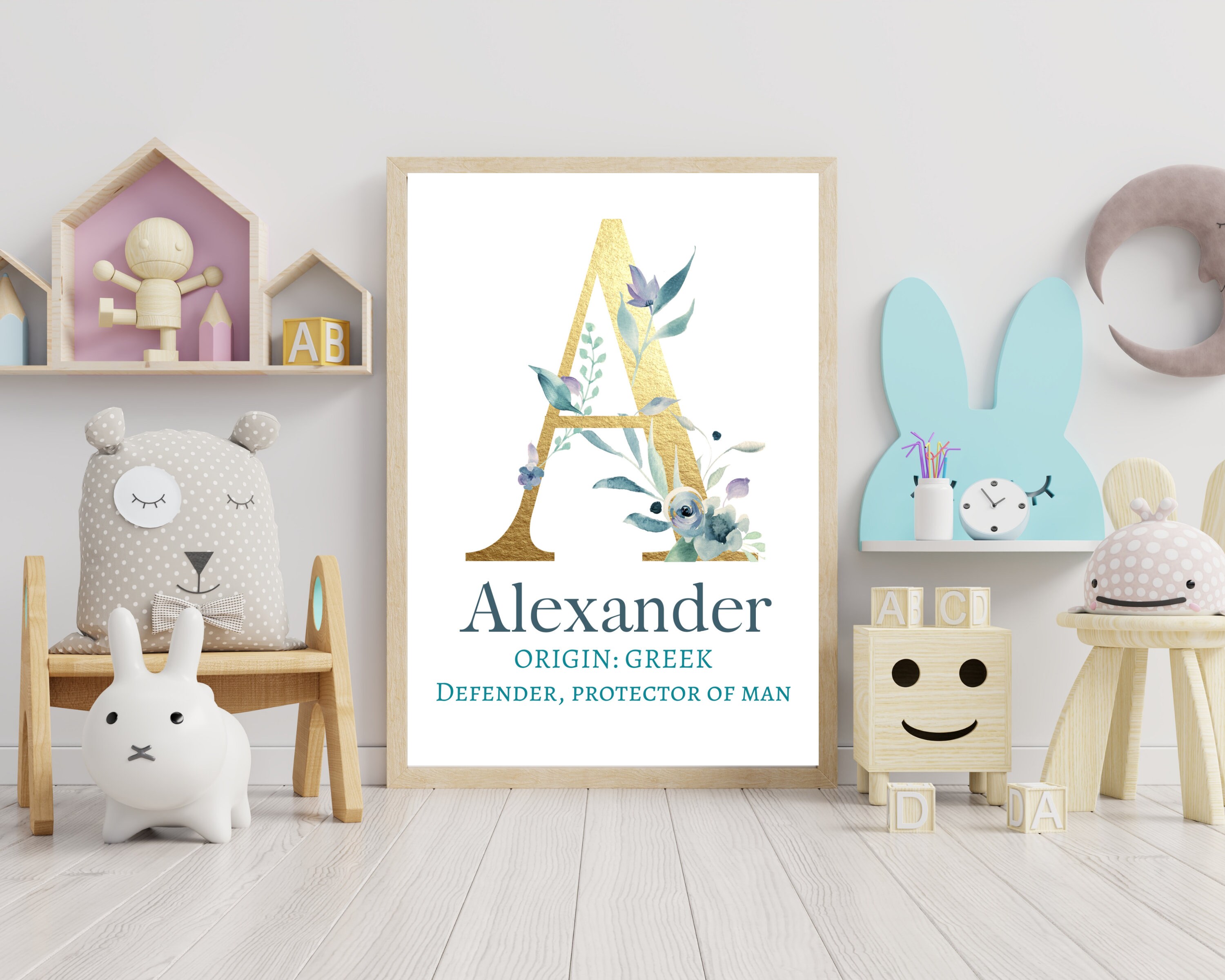 Alexander Name Meaning Wall Art Printable Baby Name Print | Etsy