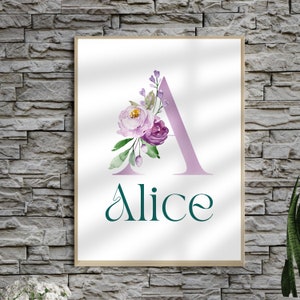 Custom Alice Name Wall Art Personalized Baby Girl Gift Printable ...